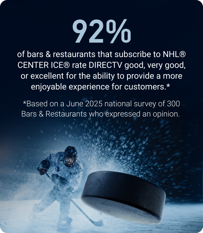 NHL Center Ice, NHL Network & Live Hockey for Your Business